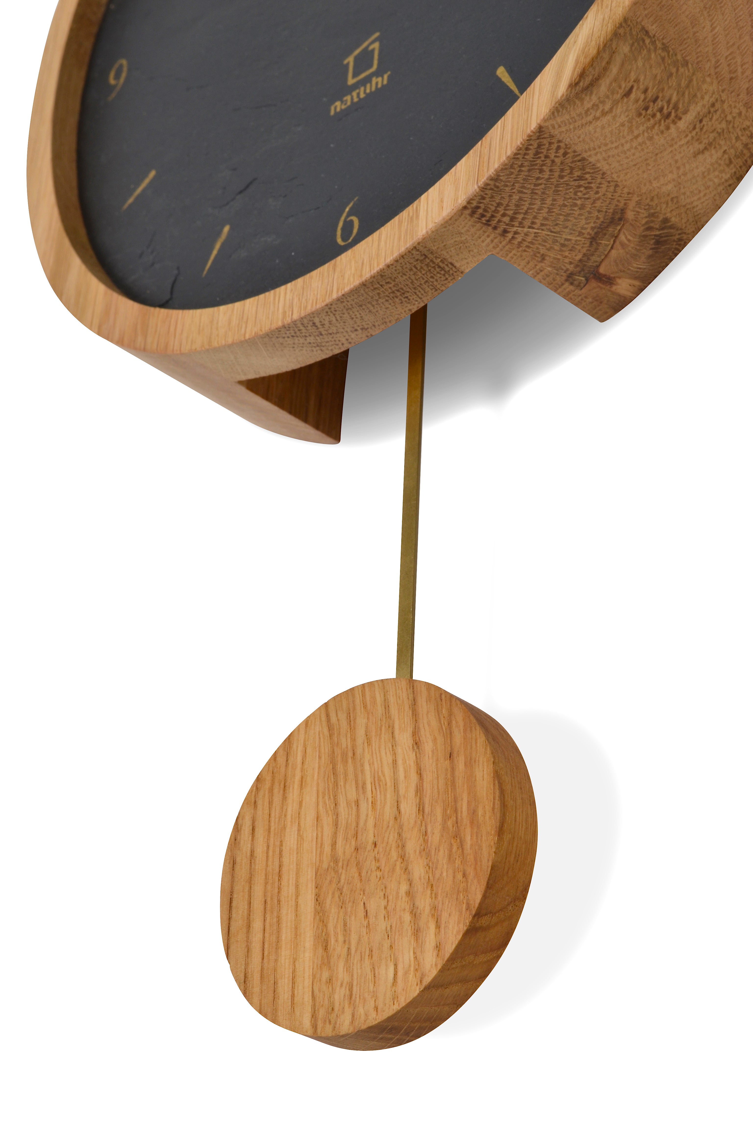 Moderne Holzpendeluhr Pendeluhr Swing Eiche geölt mit Zifferblatt aus ...