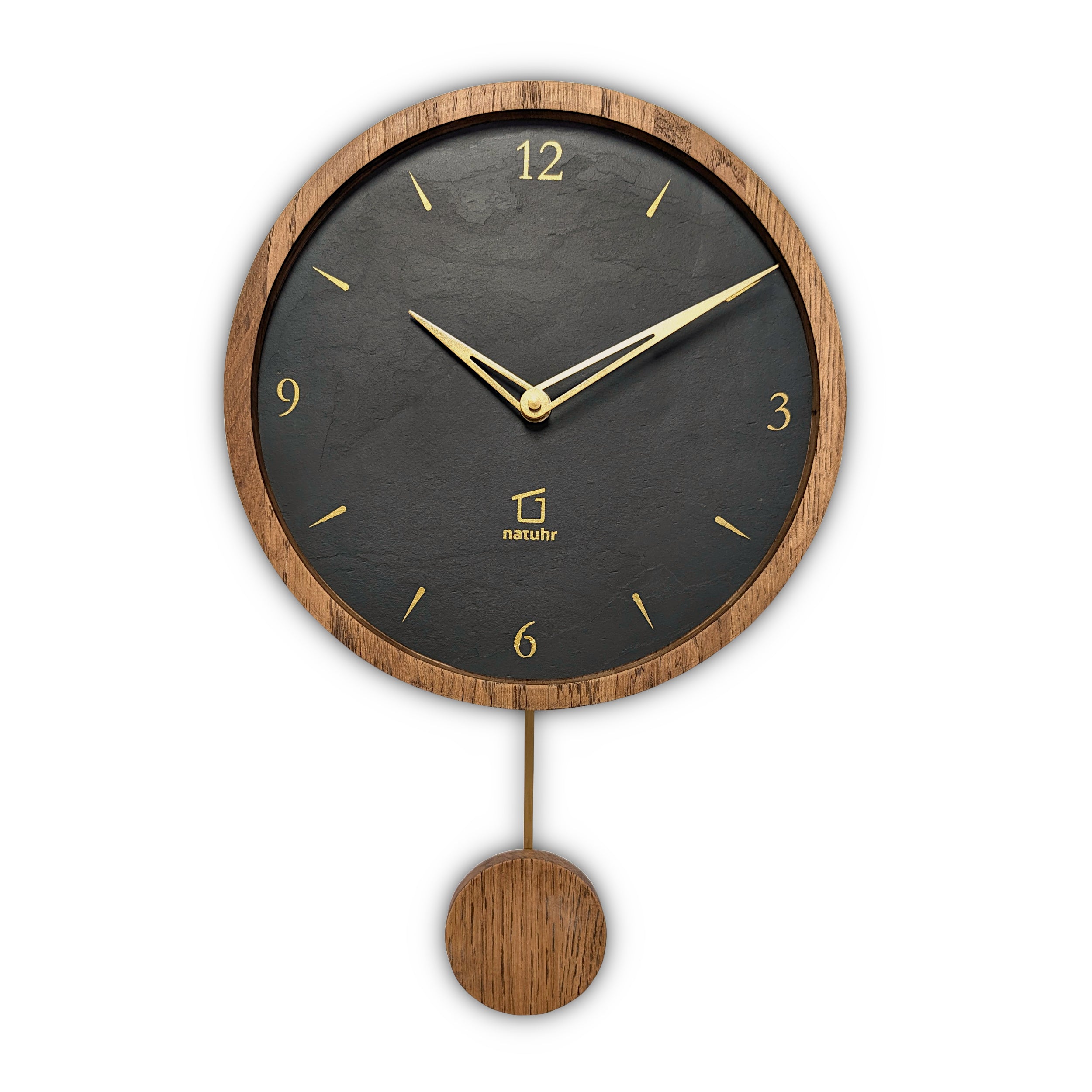 Moderne Holzpendeluhr Pendeluhr Swing Eiche rustikal dunkel geölt mit ...