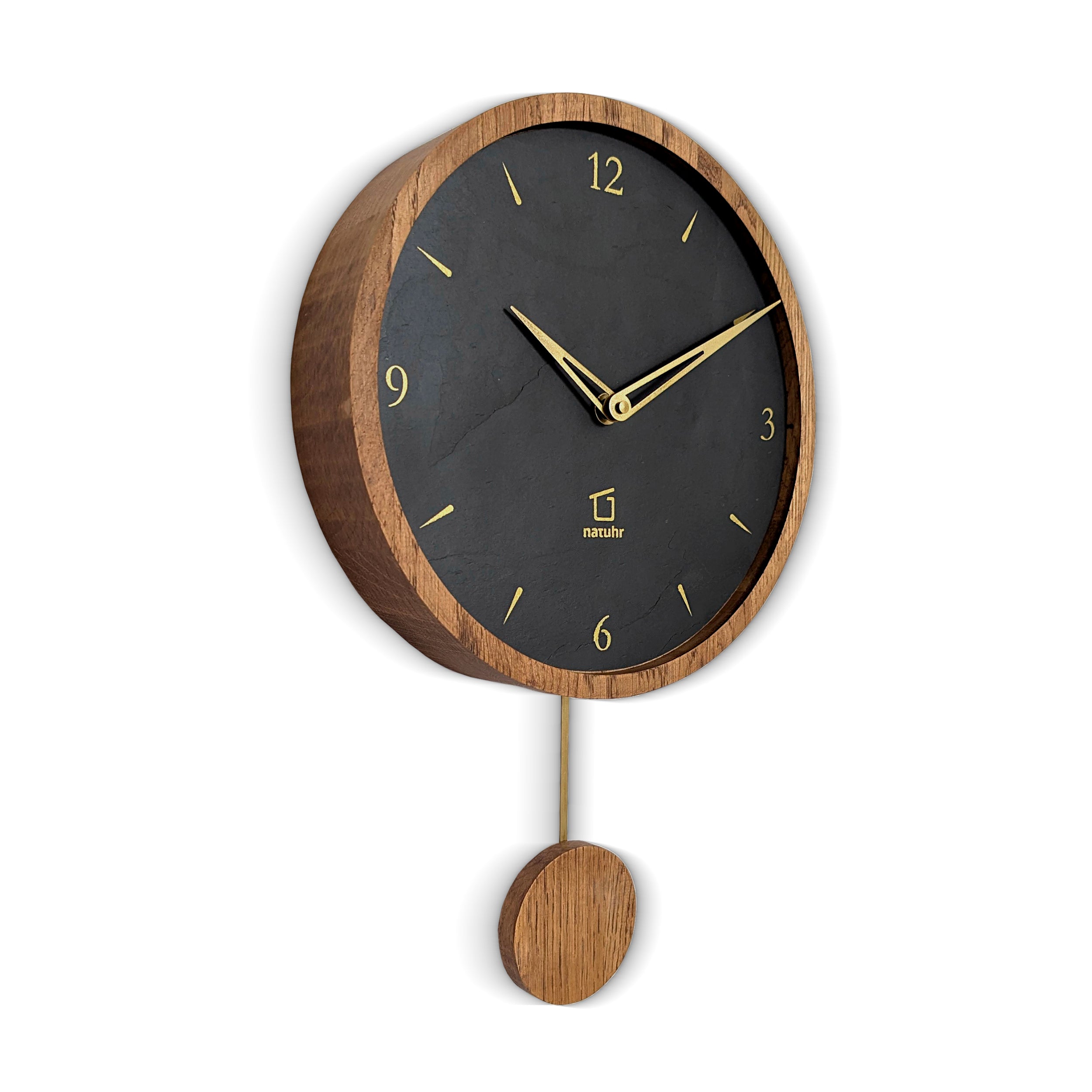 Moderne Holzpendeluhr Pendeluhr Swing Eiche rustikal dunkel geölt mit ...